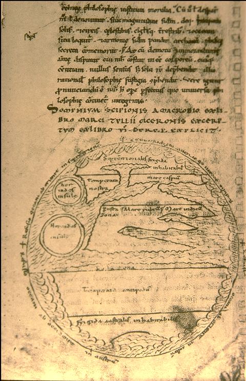 201 Macrobian world map, French MS, 12 th century